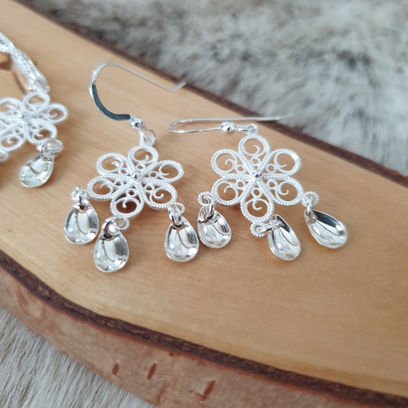 Örhängen Filigran Droppe Silver